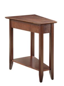 convenience concepts american heritage wedge end 24"-traditional side table with storage shelf, side table for living room, office, bedroom, espresso