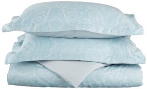 superior cotton blend 600 thread count, soft, 2-piece twin duvet cover set, blue