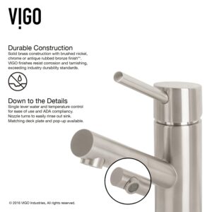 VIGO Noma 7.75 inch H Single Hole Single Handle Bathroom Faucet in Brushed Nickel - Bathroom Sink Faucet VG01009BN