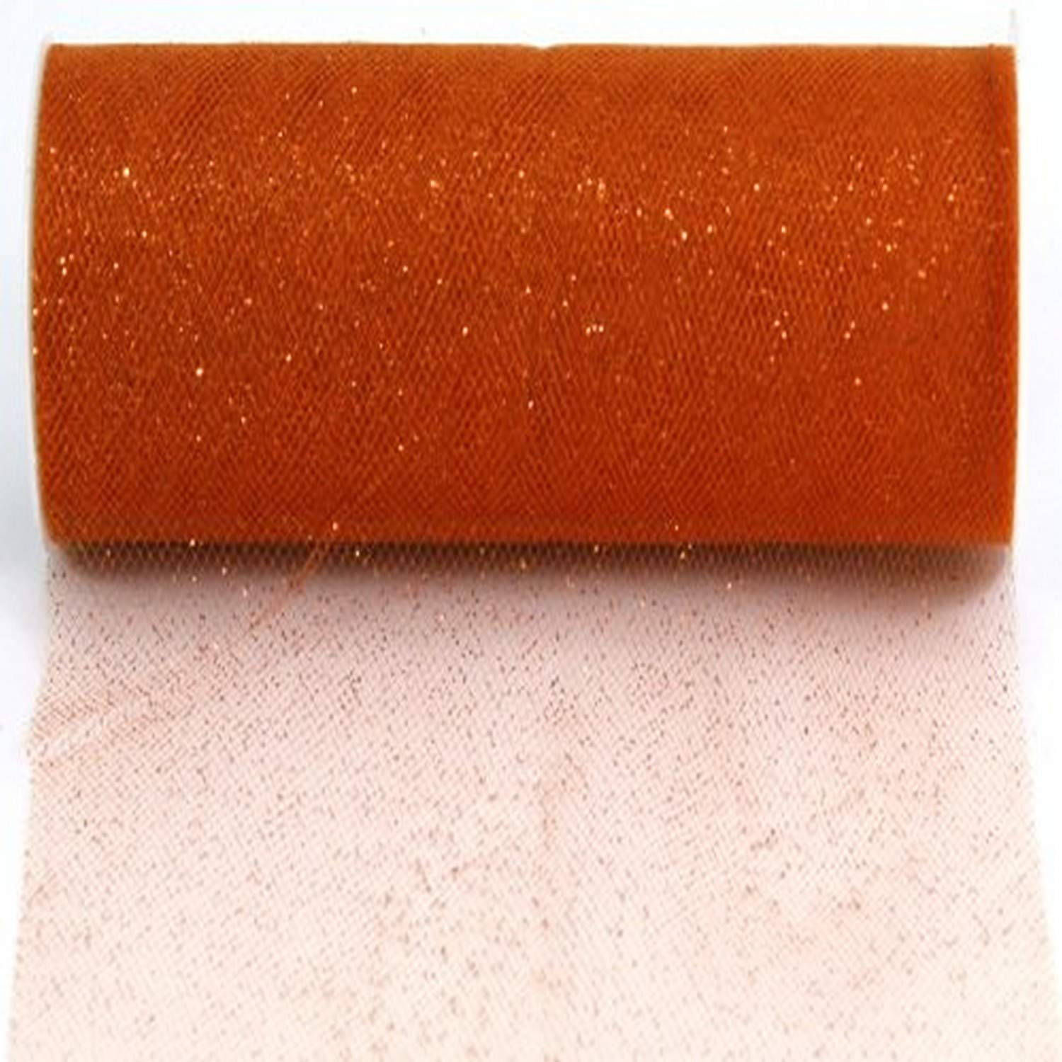 Kel-Toy Glitter Tulle Fabric, 6-Inch by 25-Yard, Orange