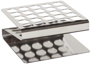 globe scientific 457200 stainless steel "z" shape tube rack, 16/17mm tubes, 25-place