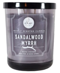 dw home sandalwood myrrh scented large 2-wick candle by decorware