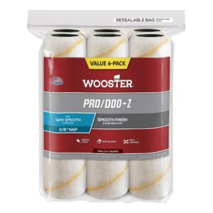 wooster brush rr727-9 pro/doo-z nap rollers, 3/8-inch, 6-pack , white