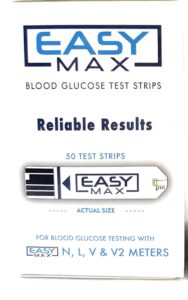 easymax blood glucose test strips mail order box 50 ct.