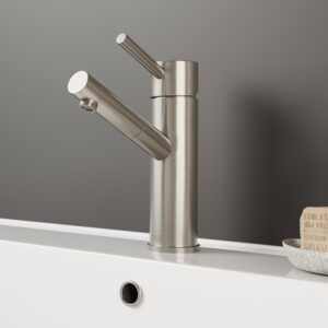 VIGO Noma 7.75 inch H Single Hole Single Handle Bathroom Faucet in Brushed Nickel - Bathroom Sink Faucet VG01009BN