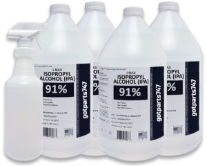 isopropyl alcohol - ipa 91% (4-1 gallon) high purity - made in usa - includes an empty trigger spray bottle