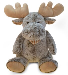 dollibu plush moose stuffed animal pillow size - super soft animal pillow for kids, cozy nap buddy, floor pillow for kids & toddlers, jumbo hugging plush, travel cuddle pillow for kids - 18 inch