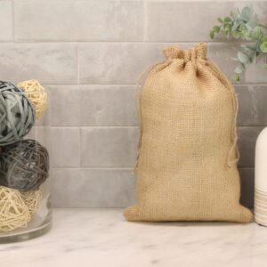 CleverDelights 8" x 12" Burlap Bags - 5 Pack - 8x12 Inch Jute Burlap Drawstring Sacks