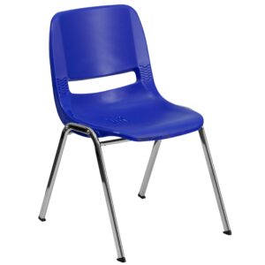 flash furniture hercules series 880 lb. capacity navy ergonomic shell stack chair with chrome frame and 18'' seat height