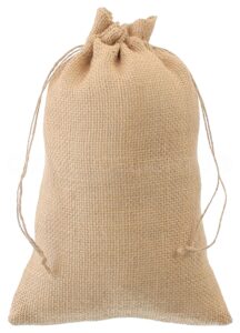 cleverdelights 8" x 12" burlap bags - 5 pack - 8x12 inch jute burlap drawstring sacks