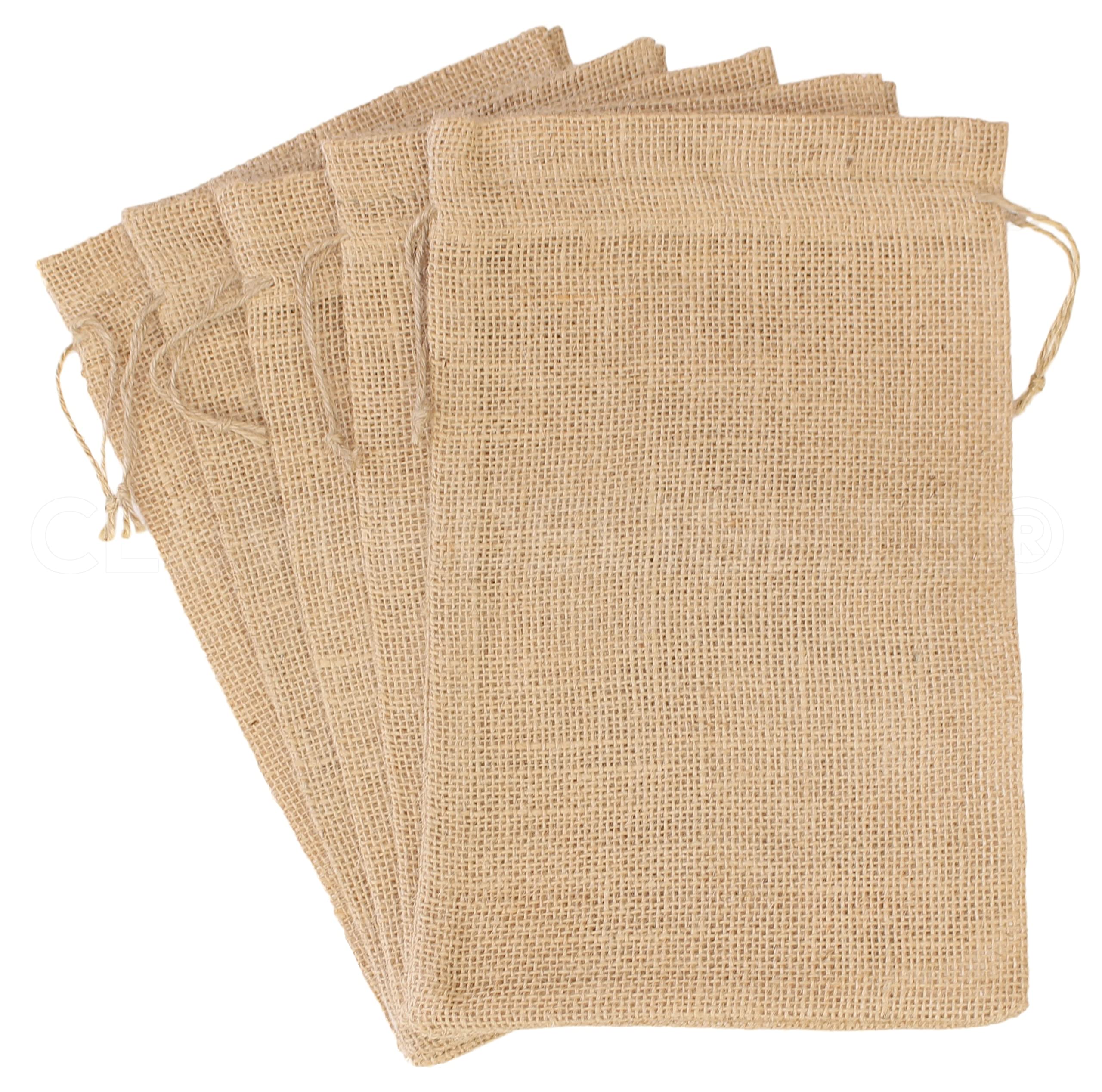 CleverDelights 8" x 12" Burlap Bags - 5 Pack - 8x12 Inch Jute Burlap Drawstring Sacks