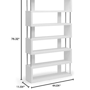 Baxton Studio Barnes 75.5-inch H 6-Shelf Bookcase, White (97-4834-HiT)