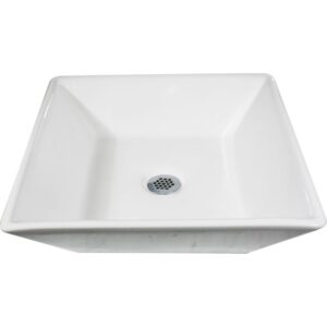 nantucket sinks nsv109 16-inch square ceramic vessel pyramid vanity bathroom sink, white