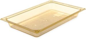 carlisle foodservice products storplus full-size high heat food pan for catering, buffets, and restaurants, high heat plastic 2.5 inches deep, amber