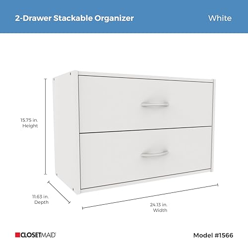 ClosetMaid 1566 Stackable 2-Drawer Horizontal Organizer, White