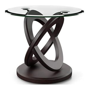 furniture of america xenda modern oval glass top x-shaped base for living room, bedroom, home office, 26-inch, end table - brown