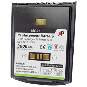 artisan power mc55 series replacement battery | lithium ion battery cells | 3600 mah | dc 3.7 volt | 3.32 wh | extended capacity for zebra, motorola and symbol mobile computers | oem batteries btry-mc55eab02, 82-111094-01, 400384-217