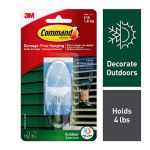 command outdoor large window hooks, total 4 hooks with 8 command strips, 4 pack of 1 hook, decorate damage-free