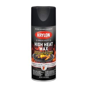 krylon k01607000 high heat max, black, gloss, 12 ounce