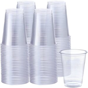 plastic house clear plastic cups bulk - 7 oz. (pack of 100) - disposable plastic drinkware, perfect clear drinking cup for cold drinks and everyday use