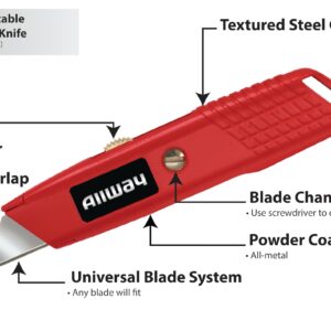 ALLWAY SLK Retractable Utility Knife with Steel Slider and 3 Blades