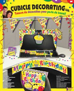 forum novelties happy birthday cubicle décor yellow birthday, 13 x 13 x 1"