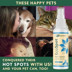 Vet Organics Hot Spot Spray for Dogs and Cats – EcoSpot 4 Oz. Natural Skin Soother Solution for Cat and Dog Allergy Support, Itch Relief, Rashes, and Raw Skin – Cat and Dog Health Supplies