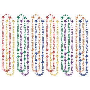 beistle 12 piece colorful plastic happy birthday necklaces party favors, 36", multicolored