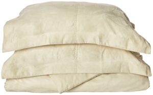 lcm home fashions 3 piece oversized micro suede saddle duvet cover set, full/queen, ivory