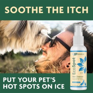 Vet Organics Hot Spot Spray for Dogs and Cats – EcoSpot 4 Oz. Natural Skin Soother Solution for Cat and Dog Allergy Support, Itch Relief, Rashes, and Raw Skin – Cat and Dog Health Supplies