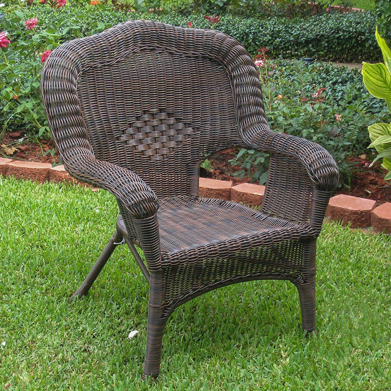 International Caravan Furniture Piece Camelback Resin Wicker Patio Chairs (Set of 2)