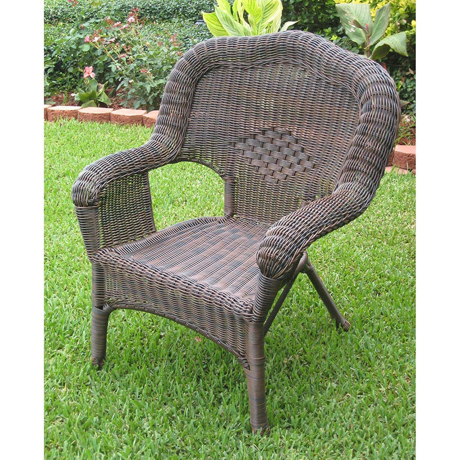 International Caravan Furniture Piece Camelback Resin Wicker Patio Chairs (Set of 2)