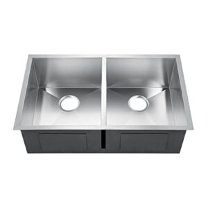 jenessa double bowl stainless kitchen sink 33" w x 20" d x 10" h