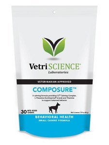 vetriscience composure mini for small breeds, calming support formula for dogs, 30 bite-sized chews size:90 count