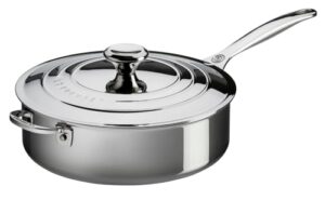 le creuset tri-ply stainless steel saute pan, 3 qt.