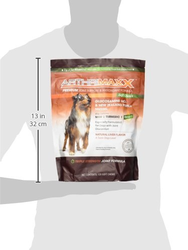 ArthriMAXX Dog Supplements for Joint Inflammation & Arthritis, Naturally Potent Dog Joint Care, Delicious Soft Chews with Turmeric, Omega 3, & Glucosamine for Dogs, Natural Liver Flavor, 120 Pc