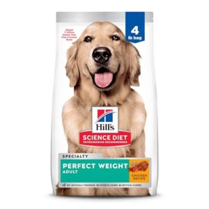 hill's science diet perfect weight, adult 1-6, weight management support, dry dog food, chicken recipe, 4 lb bag