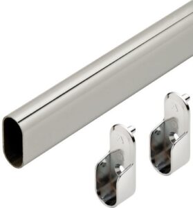 48" polished chrome closet rod with 2 end supports