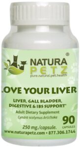 natura petz love your liver, liver detox and support, gall bladder, digestive and irritable bowel syndrome support for adult pets, 90 capsules, 250mg per capsule