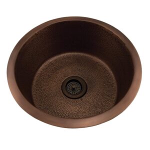 wade 18" round copper prep/bar kitchen sink 18" w x 18" d x 8-1/4" h