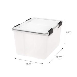 IRIS USA 46.6 Quart Plastic Storage Bin Tote Organizing Container with Durable Lid and Seal and Secure Latching Buckles, 6 Pack