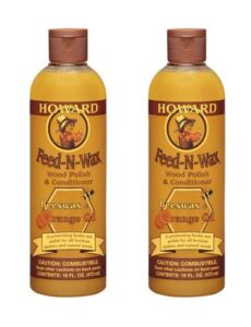 howard feed n wax wood & conditioner beeswax polish, orange, 16 fl oz, pack of 2