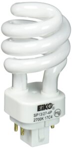 eiko sp13/27-4p compact fluorescent light bulb (3-pack), 13 watts, g24q-1 base, t-4 bulb, 3.74"/95mm mol, 1.97"/50mm mod