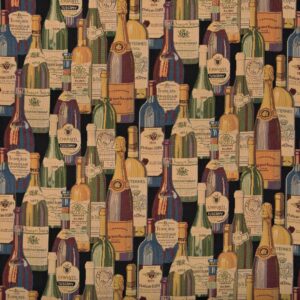 a009 french and italian wine bottles themed tapestry upholstery fabric by the yard