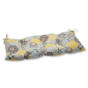 pillow perfect bright floral indoor/outdoor sofa setee swing cushion with ties, weather, and fade resistant, 18.5" x 44", blue/tan lois, 1 count