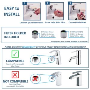 Portable Bidet HELLO BIDET TRAVEL, Handheld Bidet Sprayer for Intimate Hygiene at Home and on the Go, It Connects Directly to The Faucet, Travel Adapter Handheld Shower, Travel Bidet, Italian Product