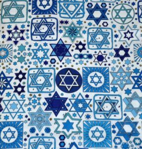 jewish fabric tossed stars (white) / sold in 1/2 yd increments/multiple yards available