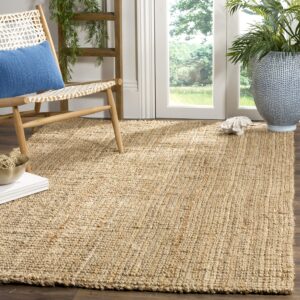 safavieh natural fiber collection area rug - 5' square, natural, handmade farmhouse jute, ideal for high traffic areas in living room, bedroom (nf747a)