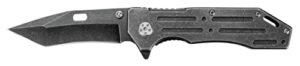 kershaw lifter (1302bw); tactical tanto pocket knife with 3.5 inch 4cr14 steel blackwashed blade with stainless steel blackwash handle, speedsafe assisted opening and deep-carry pocketclip; 3.2 oz.