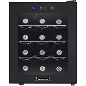 magic chef mcwc12b black 12-bottle single-zone wine cooler, rack